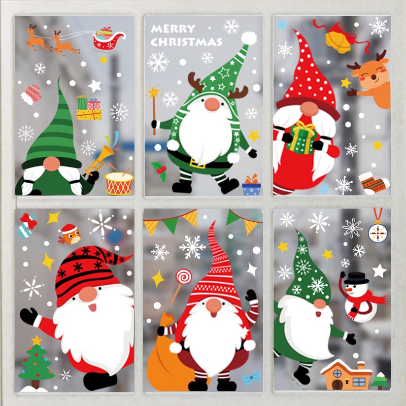 Christmas Window Glass Electrostatic Sticker Santa Claus Decoration ...