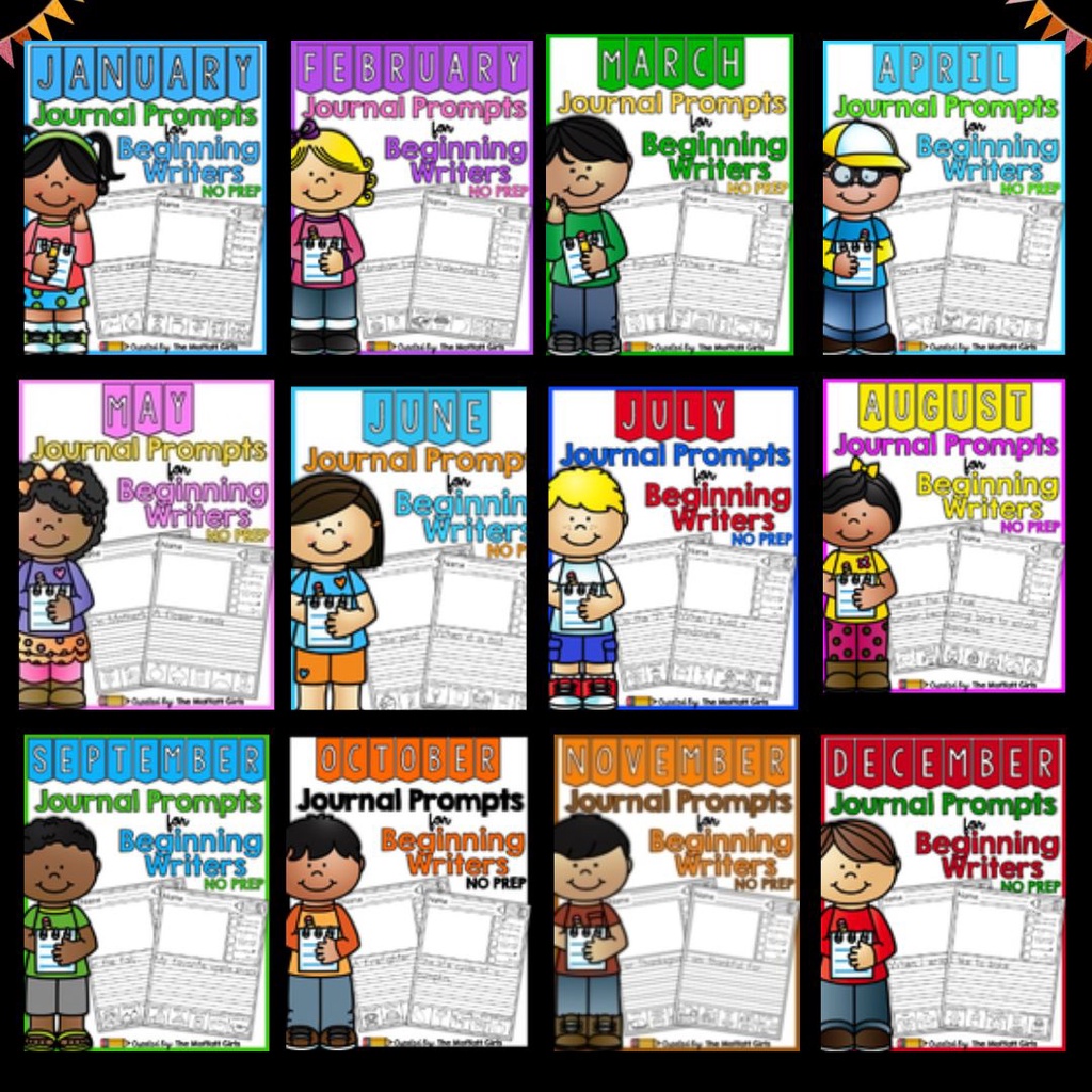 220-Monthly Writing Journal Prompts for Beginning Writers Bundle (PDF ...