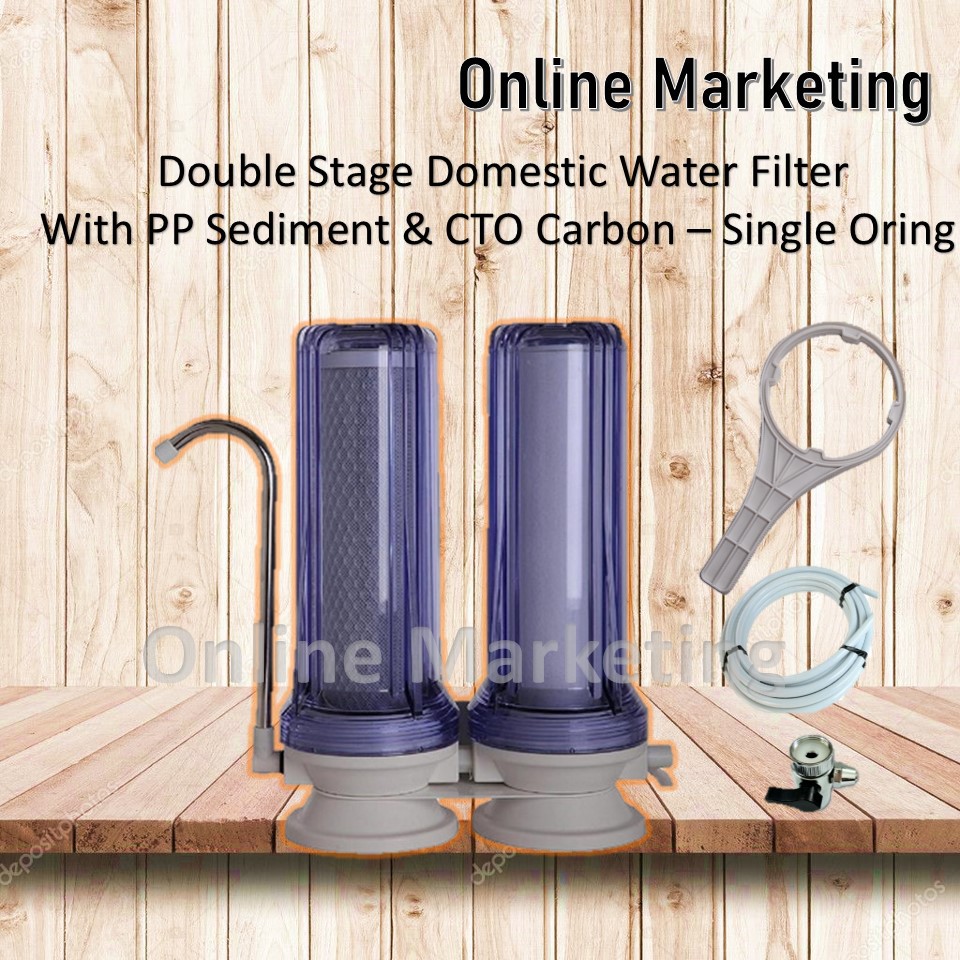 DOUBLE STAGE DOMESTIC DOUBLE WATER FILTER SYSTEM WITH PP SEDIMENT & CTO ...