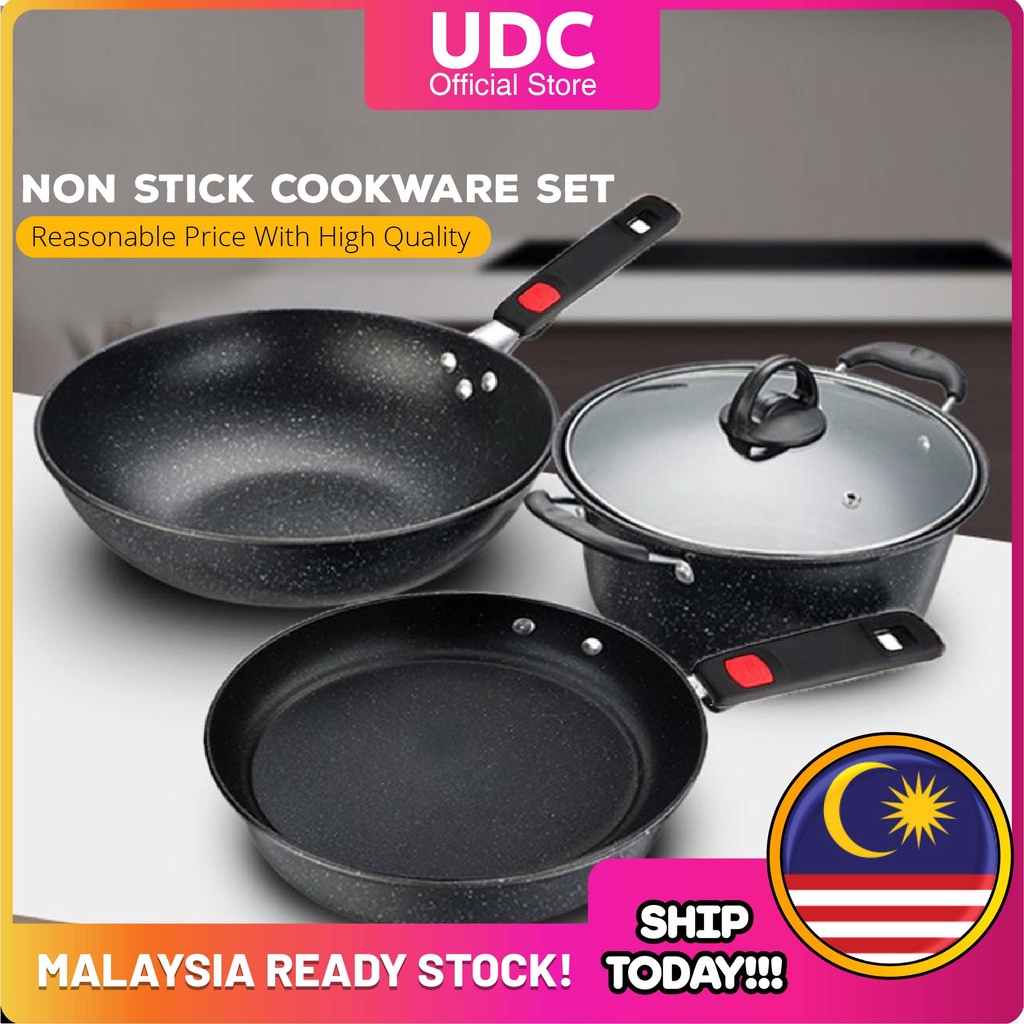 UDC ⛄ Set Periuk Kuali Non Stick Cookware Non Stick Set Kuali Frying ...