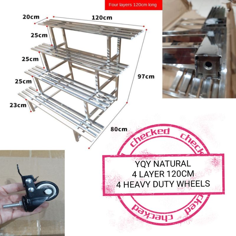 (Malaysia Ready Stock)Rak bunga 3/4 layer ,25cm,150cm stainless steel Flower rack set with ...