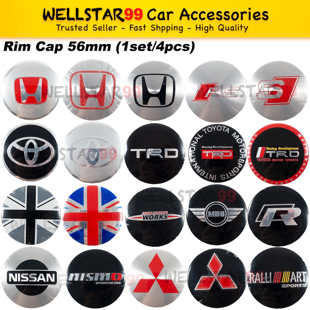 1set/4pcs Stickers 56mm Sport Rim Wheel Hub Cap Sticker Logo Emblem ...