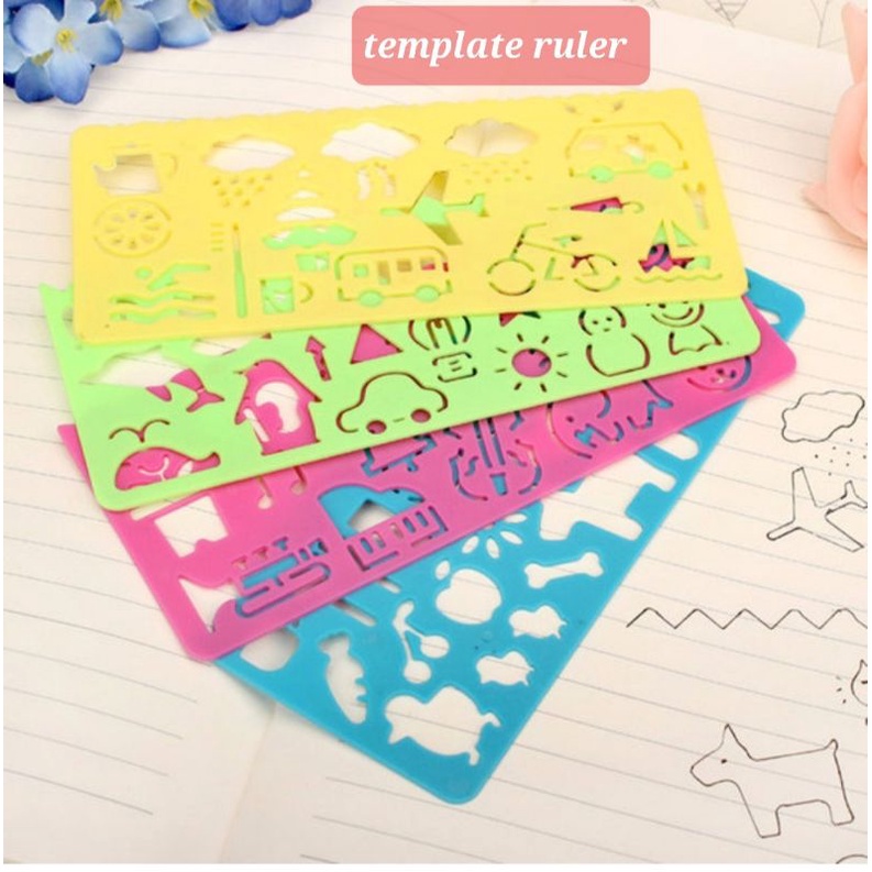 (Set of 4) Template Ruler Drawing Shapes Stencil For Kids Goodie Bag ...