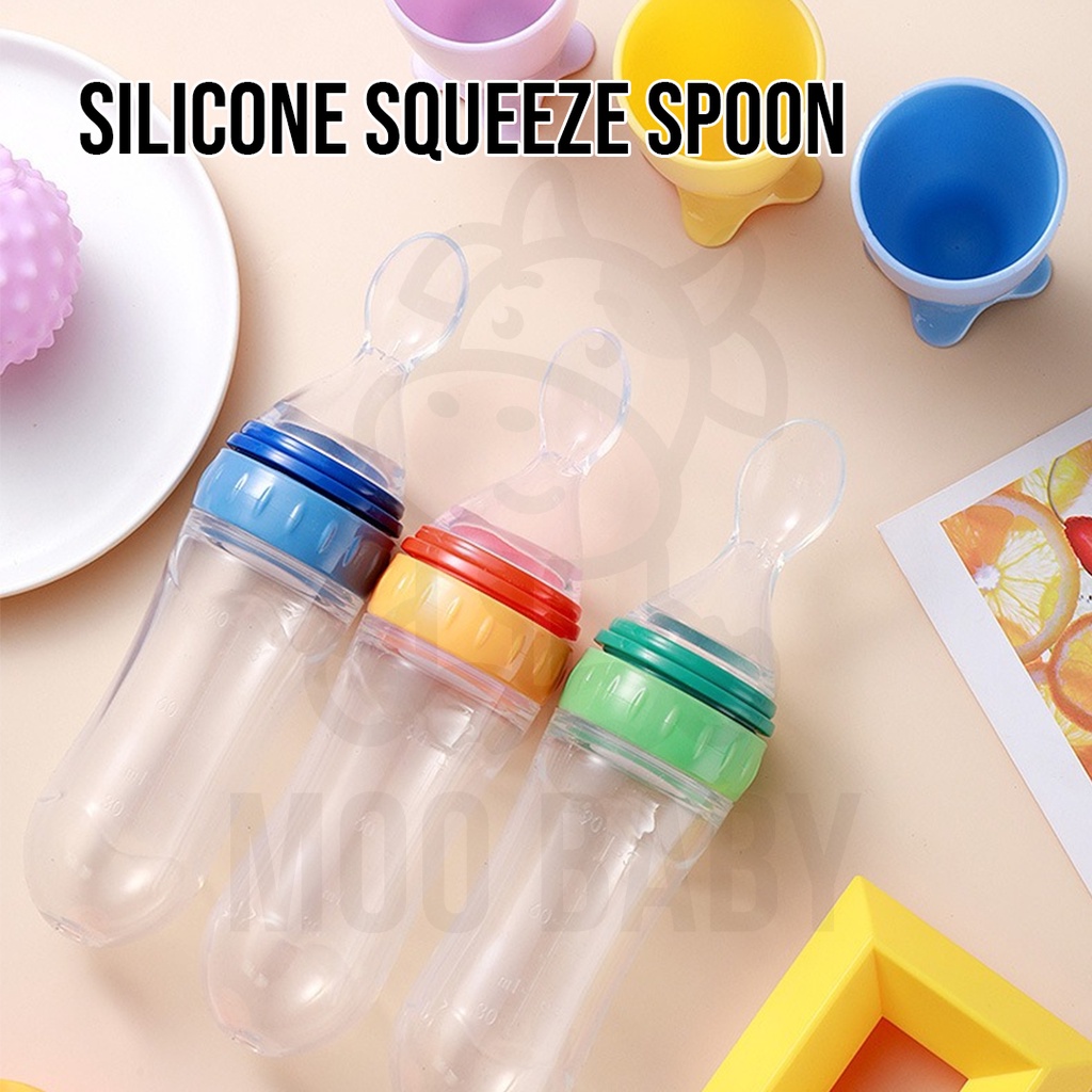 Moo Baby Sudu Baby Squeeze Feeder With Cover Baby Feeding Spoon Feeder ...
