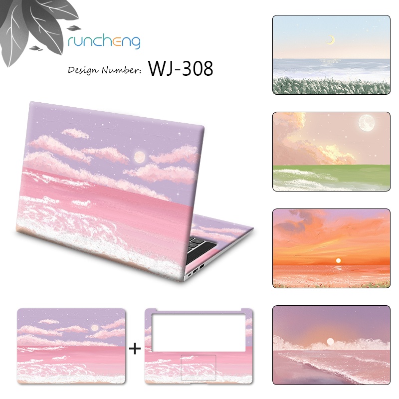 2 pieces of custom landscape oil painting art notebook computer skin ...