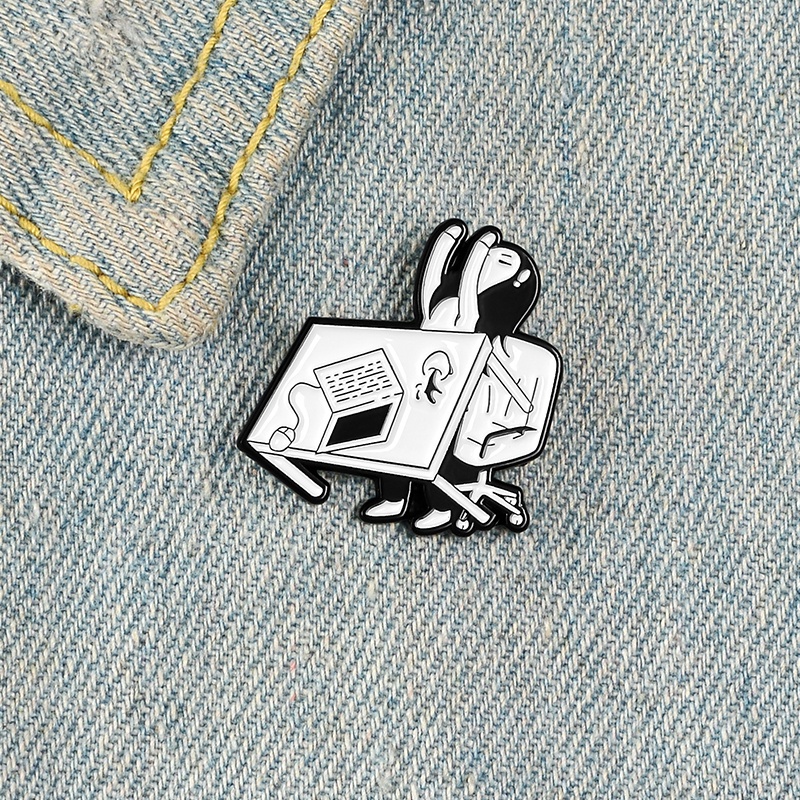 Fun Office Enamel Pin Flipping Table Metal Lapel Pin Badge Angry Action ...