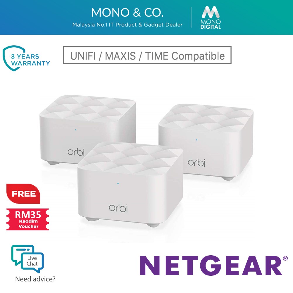 Netgear Orbi RBK12/RBK13 AC1200 Dual Band MU-MIMO Whole Home Mesh Wifi ...