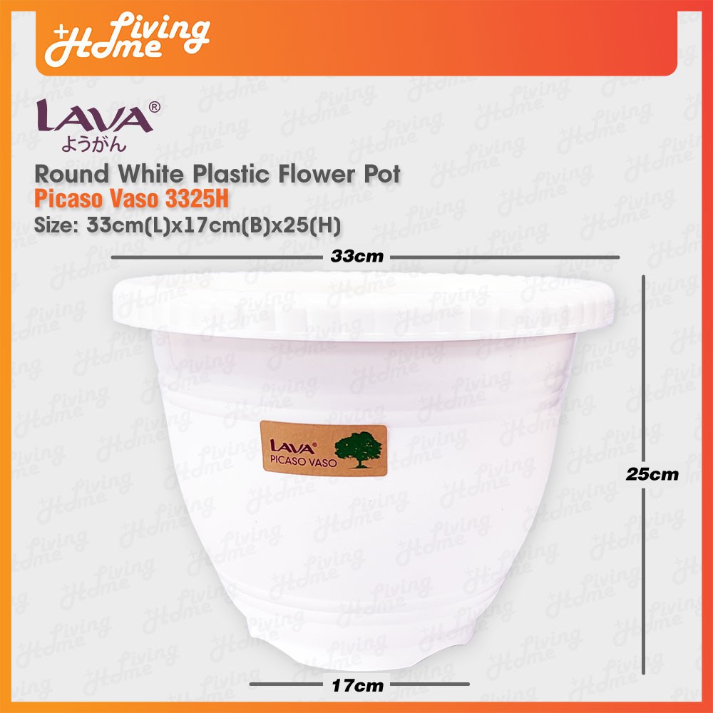 Round White Plastic Flower Pot Pasu Bunga Plastik Bulat Putih Diameter ...