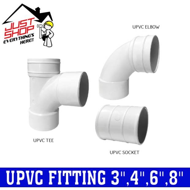 6'', 8" UPVC White Pipe Fitting Elbow, Tee, Socket | Shopee Malaysia