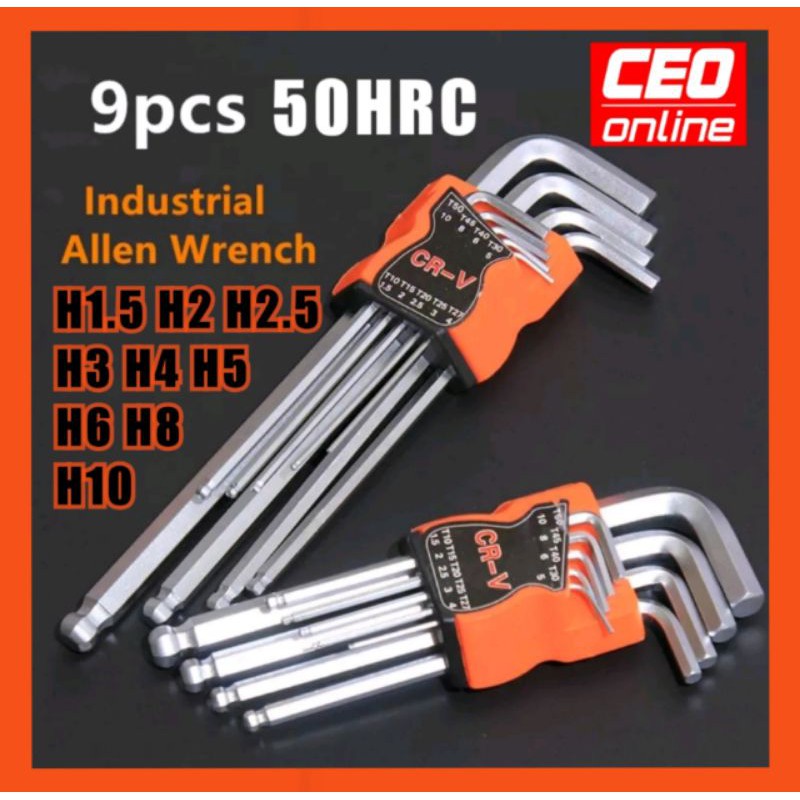 CEO 🇲🇾 9pcs Ball Point Hex Allen Key ( EXTRA LONG ) Allen Key Set ...