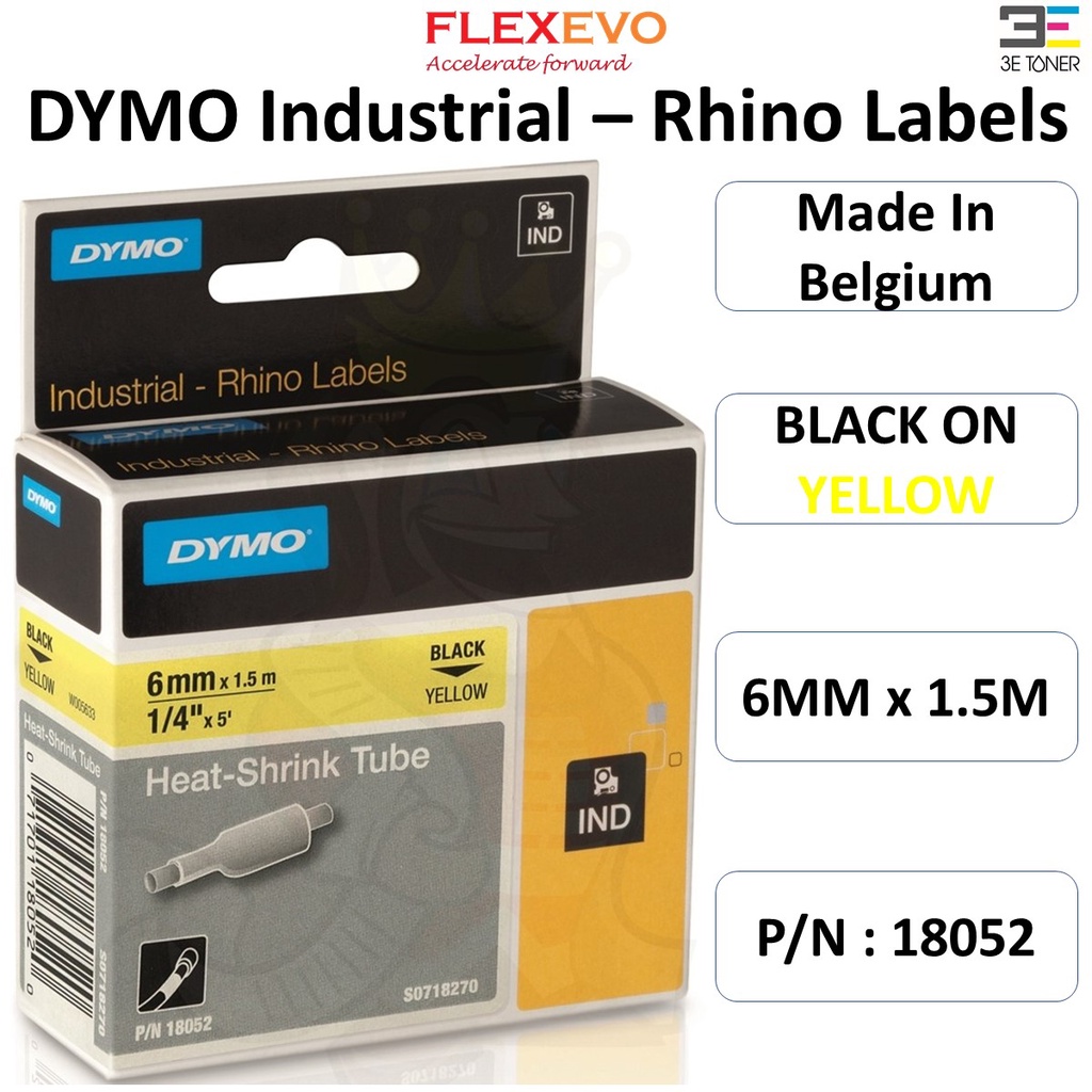 DYMO Rhino 18052 6mm 18054 9mm 18056 12mm Industrial Label Heat ...