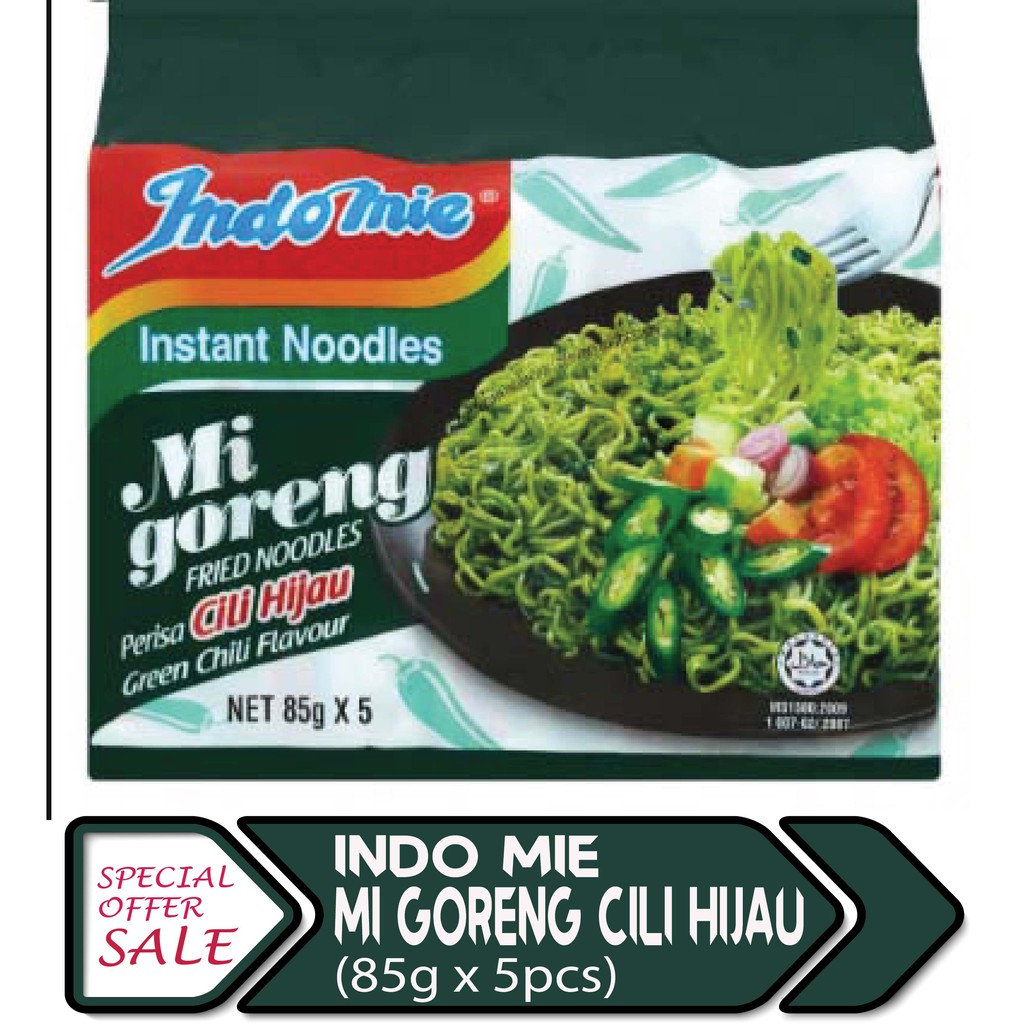 INDOMIE🍝MI GORENG🔥CILI HIJAU👉(85grm x 5s) | Shopee Malaysia