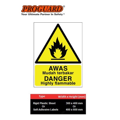 Mudah Terbakar/Highly Flammable Safety Warning Sign Indoor Outdoor ...