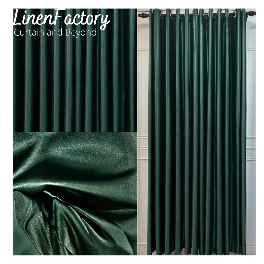EMERALD GREEN VIVID 80% Semi Blackout material, Bedroom Window Curtain ...