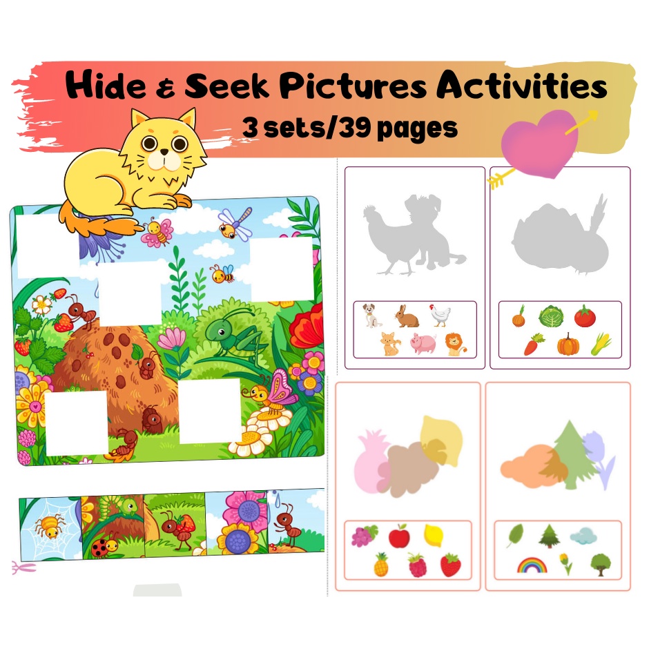 A339 - Printable Hide and seek picture 3 sets 39 pages [PDF] 幼儿图里抓迷藏 ...