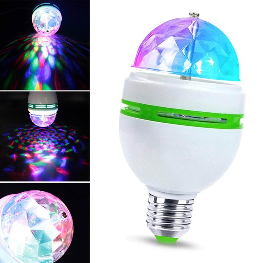 E27 LED RGB Lamp 6W Bulb Magic Color Projector Auto Rotating Stage ...