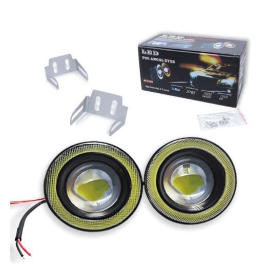 1 Pair COB Car Fog Angle Eye Angel Eye Lens Projector Fog Lamp ...