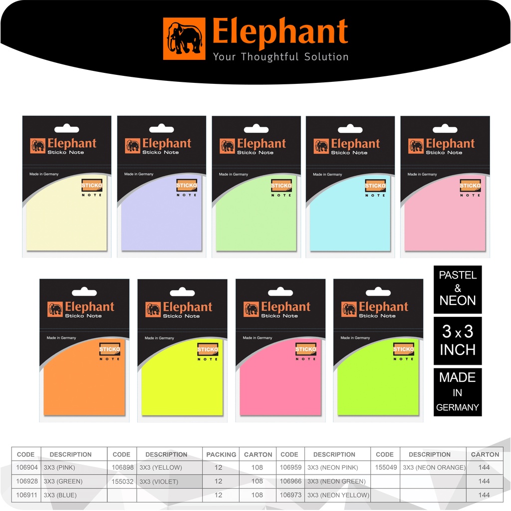 Elephant Sticky Note 3x3 Inch | Shopee Malaysia