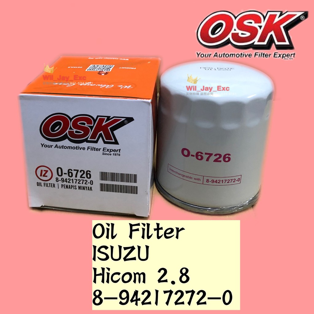 OSK O-6726 OIL FILTER HICOM 2.8 CC 8-94217272-0 | Shopee Malaysia