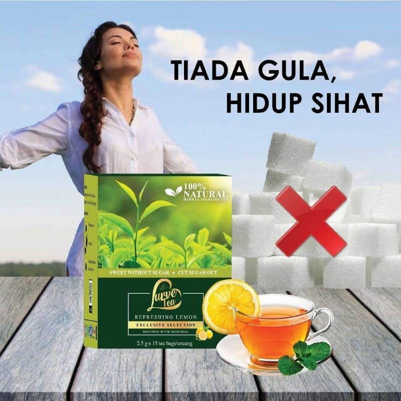 LURVE TEA TEH HIJAU UBAT PRODUK KURUS BADAN DETOX LEMON PEACH KENCING ...
