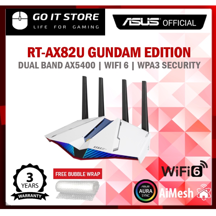 Asus RT-AX82U GUNDAM EDITION AX5400 Dual Band WiFi 6 Gaming Router ...
