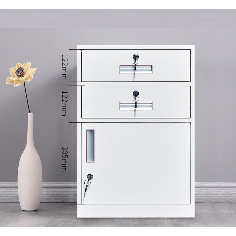 Steel Office Locker File Cabinet Modern Lock Drawer Storage 3 Tier ...