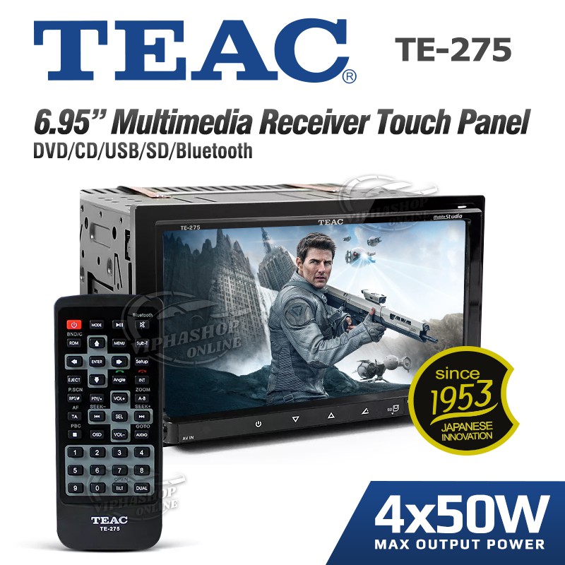 TEAC TE-275 6.95" Double DIN LCD Multimedia DVD/CD/USB/SD Receiver with ...