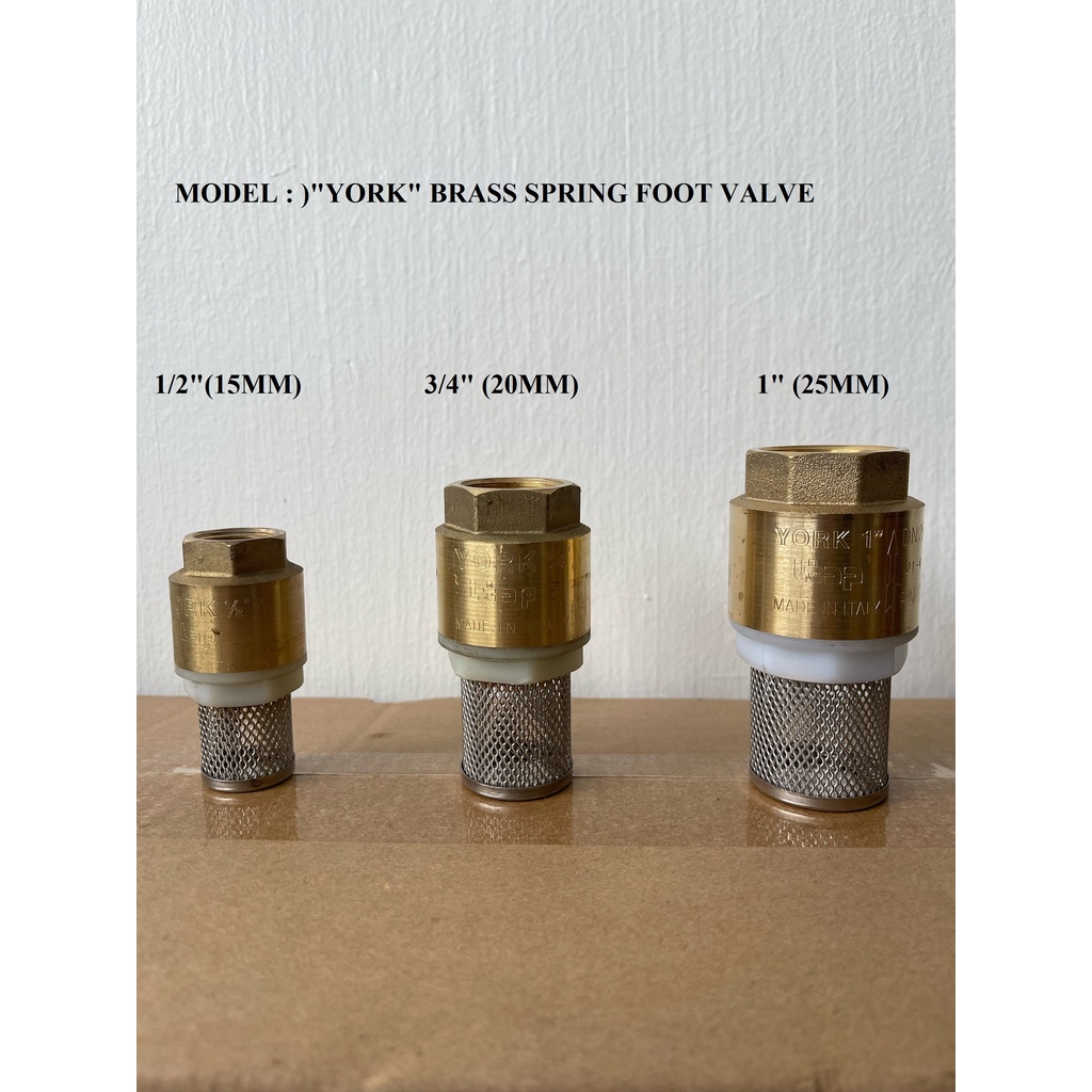 (100% ORIGINAL )"YORK" BRASS SPRING FOOT VALVE (1/2" TO 1") | Shopee ...