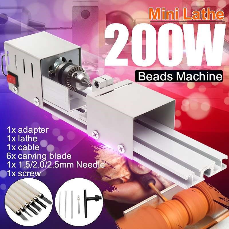 Mini wood lathe machine DIY Woodworking Miniature Buddha Pearl Lathe ...