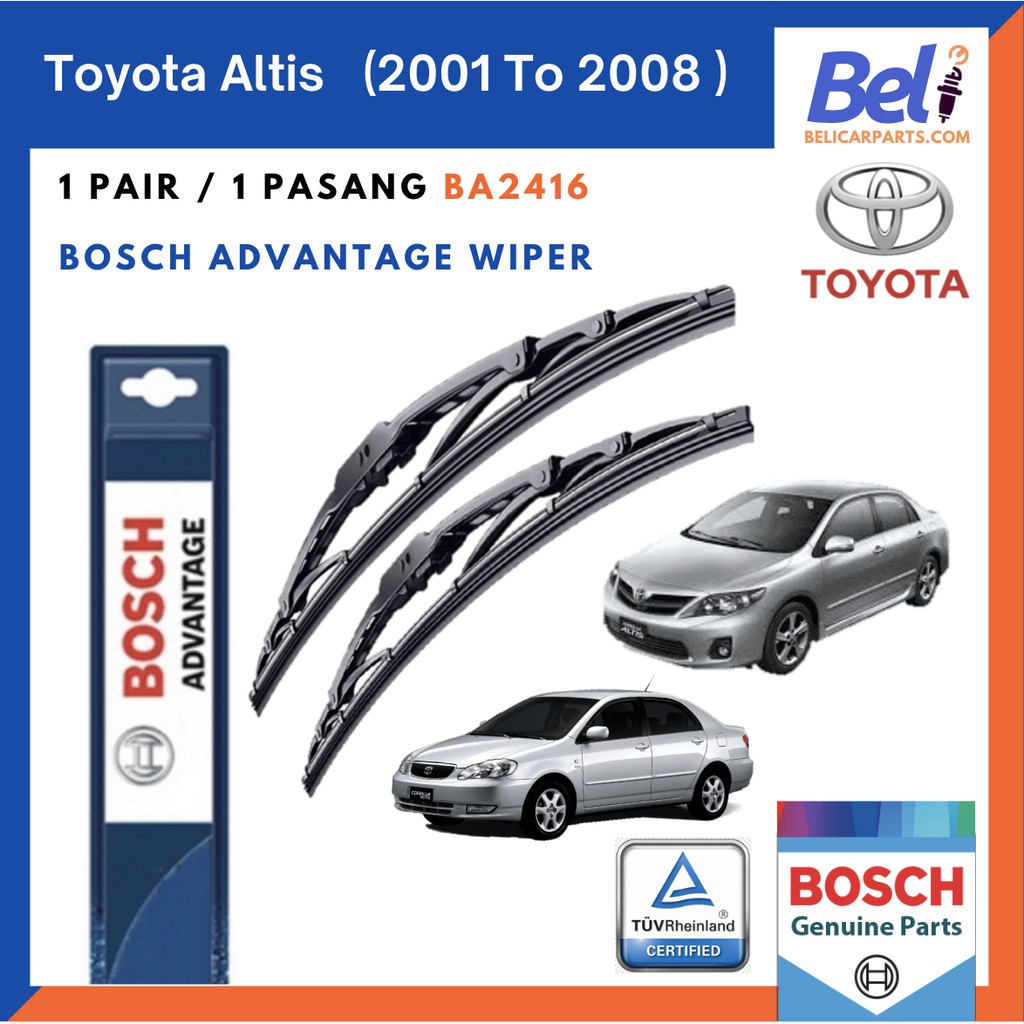 Toyota Altis Wiper (2001 - 2008) Windshield Wiper Blade - Bosch Advantage BA2416 (Size 24" / 16 ...