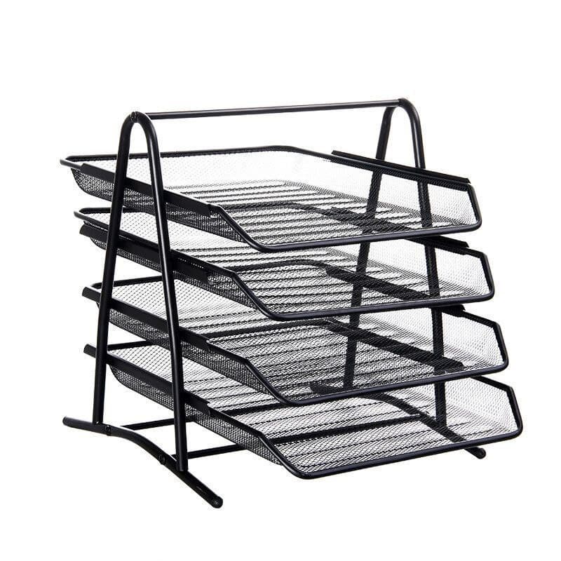 Organizer File Document Letter Paper Tray 4 Tier Metal Office Desktop ...