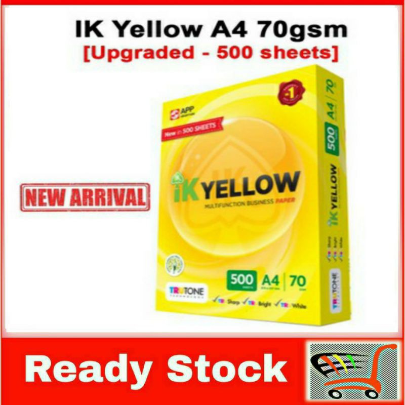 PROMOSI!! Kertas A4 Berkualiti/IK Yellow A4 Copier Paper 70gsm - 500 sheets NEW ARRIVAL | Shopee ...