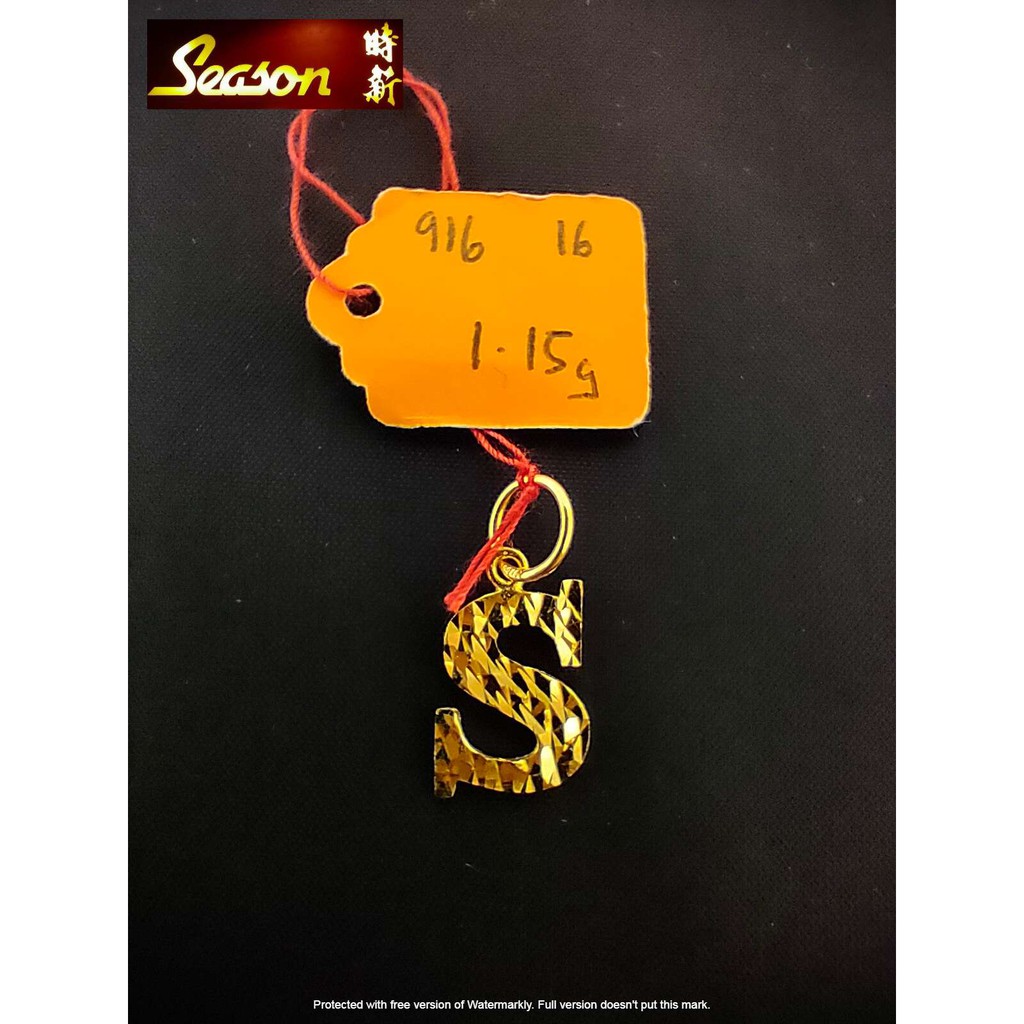 Loket Emas 916 Huruf A-Z / 916 Gold Pendant Alphabet A-Z Diamond Cut ...