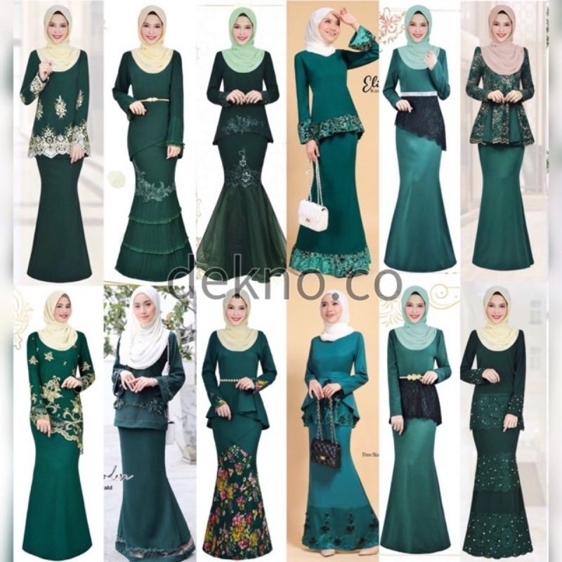 (S-XL) EMERALD HIJAU TEMA BAJU KURUNG DRESS BRIDESMAID DINNER WEDDING ...