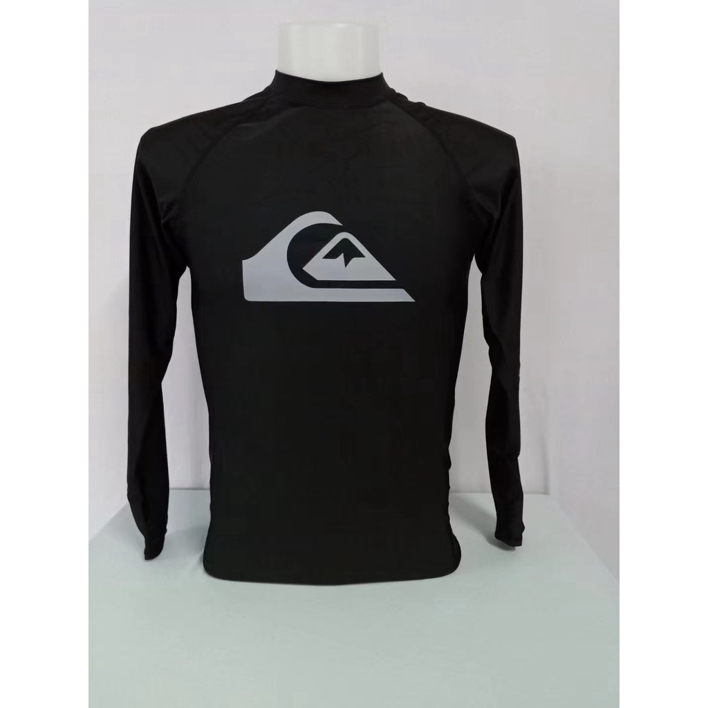[BK] quicksilver swimming long sleeve for men black plain rash guard ...