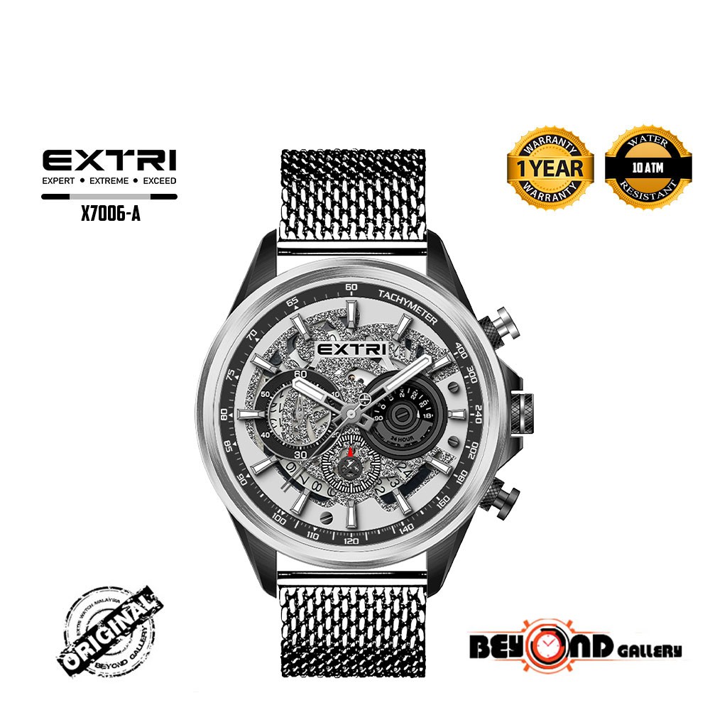 EXTRI Watch X7006 Chronograph Seiko VD5 Quartz Date Stainless Steel ...