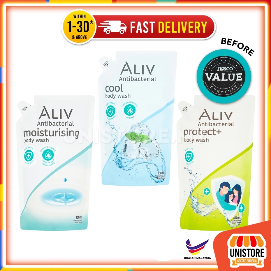 Tesco Value / Lotus's Aliv Antibacterial Cool Moisturising Protect Body ...