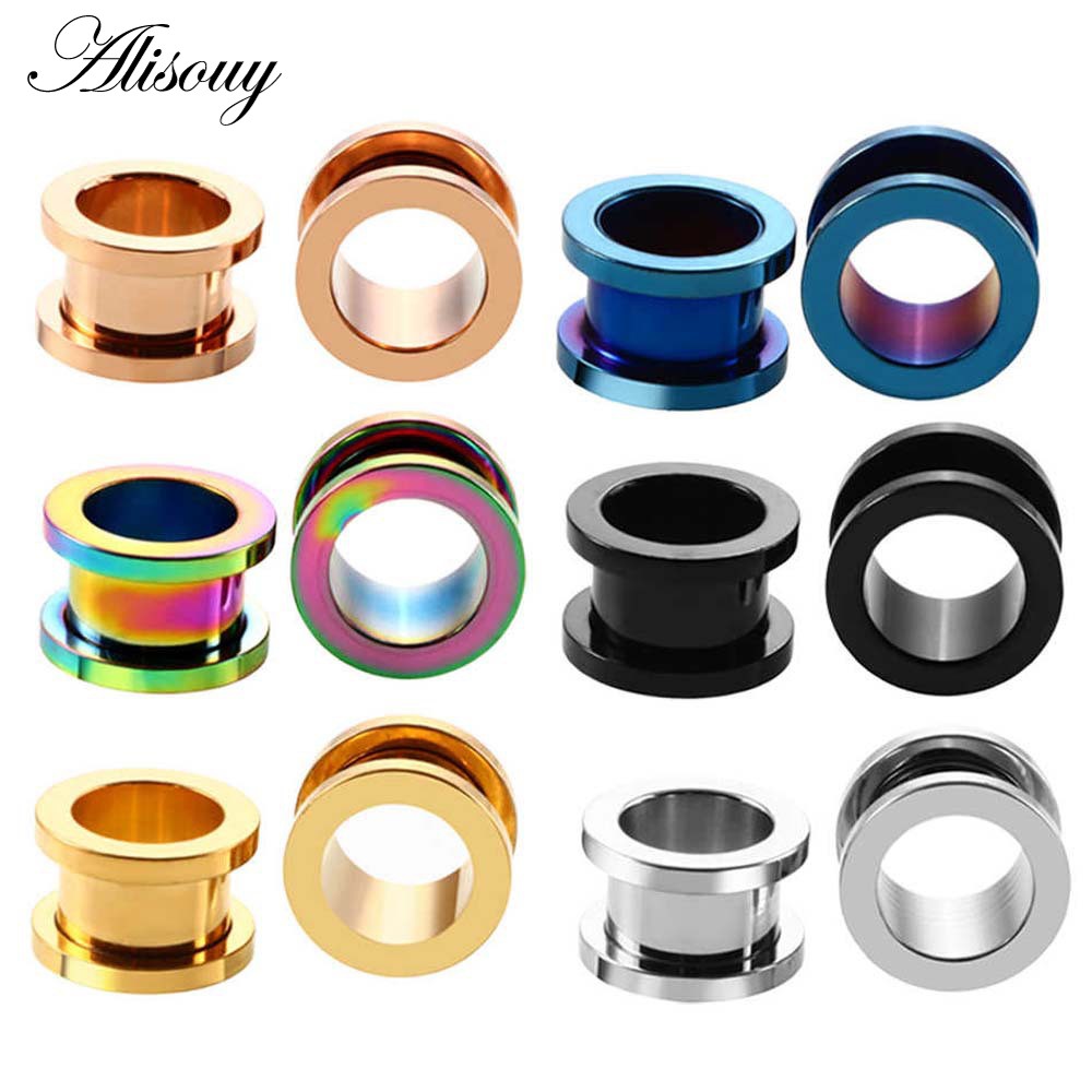 Alisouy 2PCs 1.2-30mm Ear Gauges 316L Stainless Steel Ear Tunnels Plugs ...