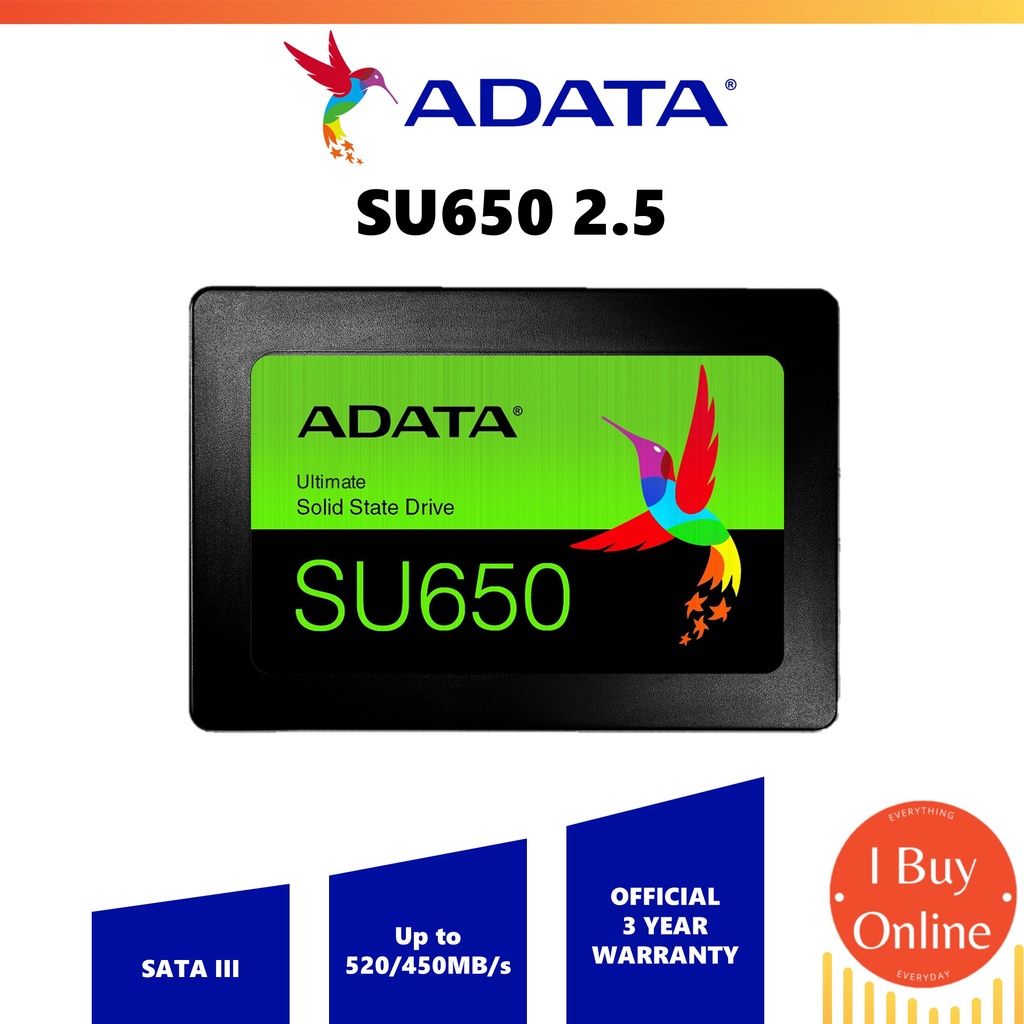 ADATA SSD SU650 Sata 2.5 3D (120GB/240GB/480GB/1TB) | Shopee Malaysia