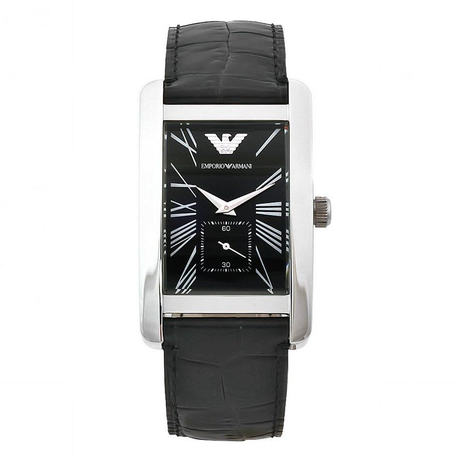Authentic Emporio Armani Men Classic Black Dial Leather Watch AR0143 ...