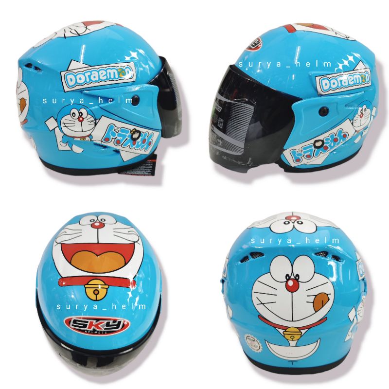 Sky Children's Helmet Aged 2/8 Years With Blue DORAEMON MOTIF | Shopee ...
