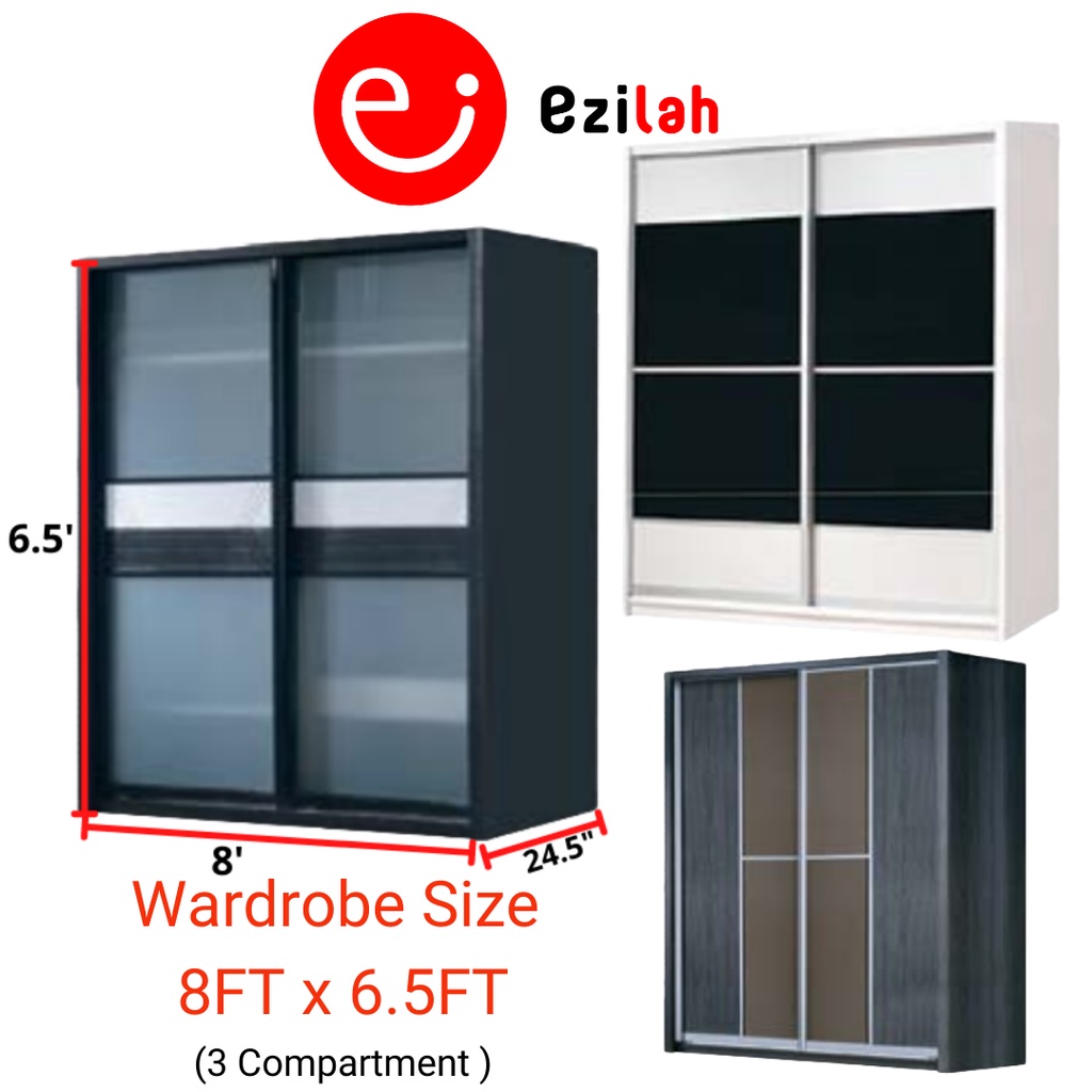 Custom Made Sliding Wardrobe/ Melamine Wardrobe (8ft x 6.5ft) | Shopee ...
