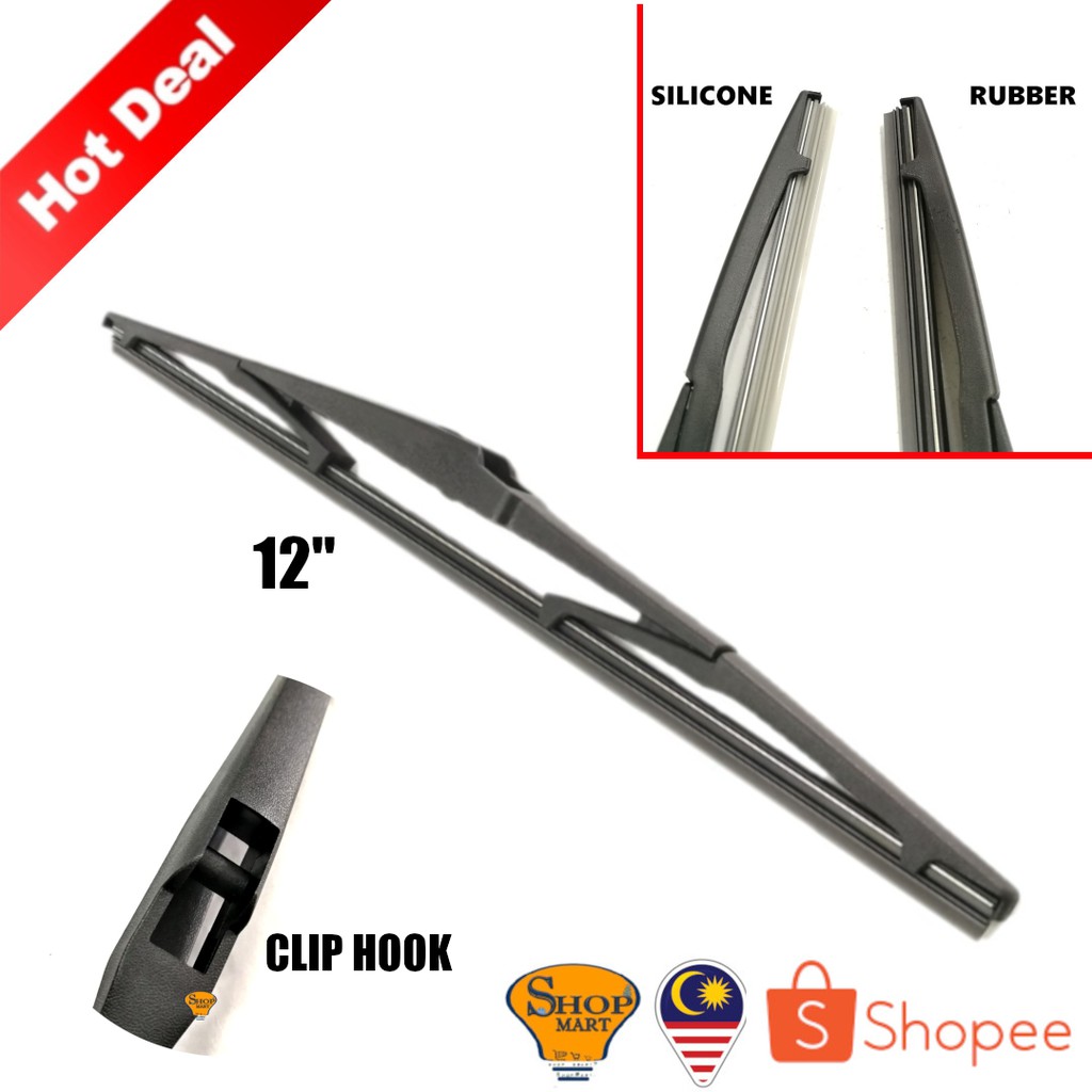 12'' CAR REAR WIPER BLADE Rubber / Silicone Rear Windscreen Wiper Blade ...