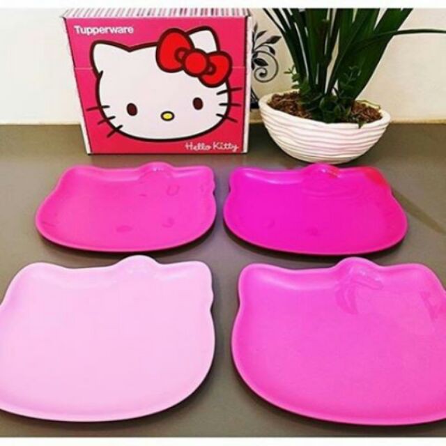 Tupperware Hello Kitty Plate Set (4) | Shopee Malaysia