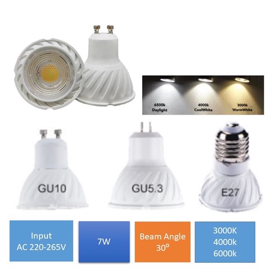 LED Bulb GU 5.3 GU 10 E27 7W AC 240V Ready Stock Eye Ball Bulb GU 5.3 ...