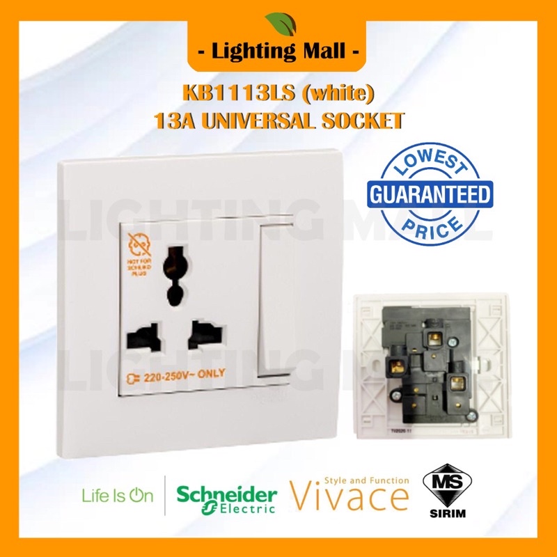 SCHNEIDER CLIPSAL VIVACE 13A/15A/1GANG 20A/1GANG BELL/1GANG/2GANG 250V ...