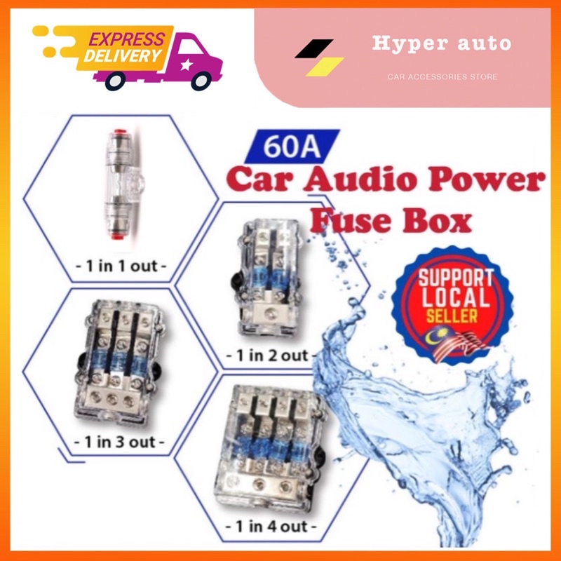 High Performance Car Audio Power Fuse Box 1 in 1/2/3/4 out Fuse Holder ...