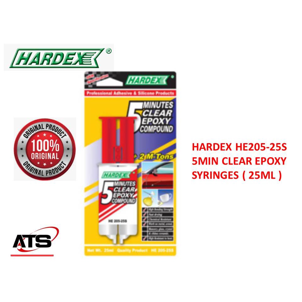HARDEX HE205-25S 5 MIN CLEAR EPOXY COMPOUND / READY MIX 2 TON GUM - 25G ...