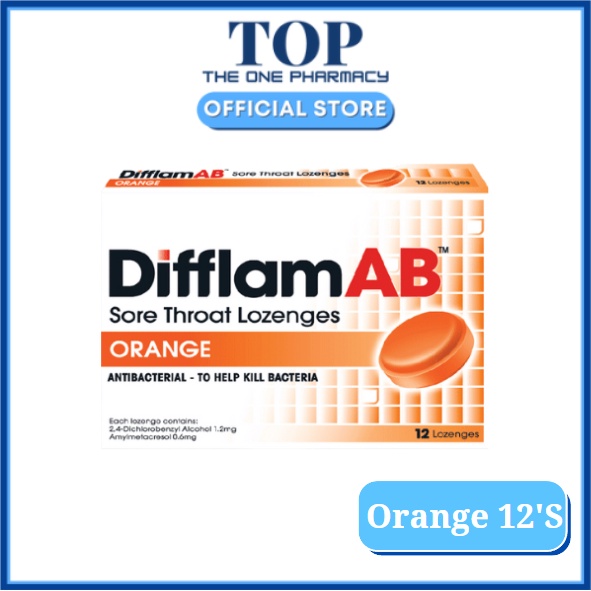 Difflam AB Sore Throat Lozenges 12'S (Blackcurrant / Orange / Lemon ...
