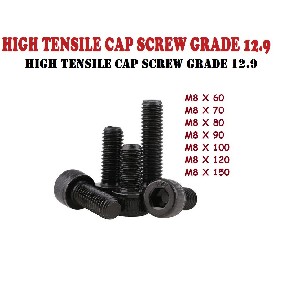 HT Socket Cap Screw - M8 x 60mm ~ 150mm (High Tensile Grade 12.9 Allen ...